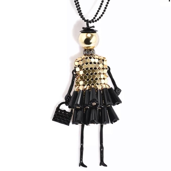 Jewelry | Newblack Gold Stick Figure Fashionista Lng Neck | Poshmark